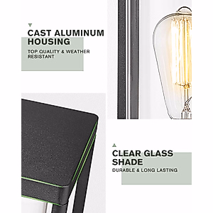 Beionxii Outdoor Post Lights, Dusk to Dawn Large Lamp Post Light Fixture, Black Cast Aluminum w/Clear Cylinder Glass (20" x 7") - A291P-1PK/S