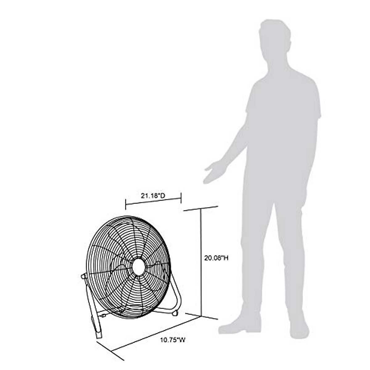 NewAir Floor Fan, 18" High Velocity Industrial Portable Shop Fan with 3 Speed Settings, WindPro18F,Black