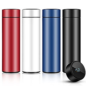 4 Pieces Smart Water Bottles with LED Temperature Display Tea Infuser Bottle Double Wall Insulated Water Flask Stainless Steel Water Bottle That Keeps Water Cold and Warm Leak Proof Vacuum Travel Mug