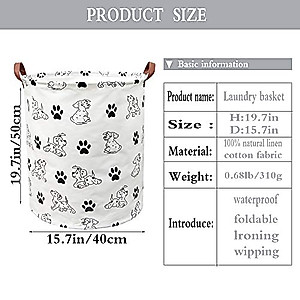 BOOHIT Storage Baskets,Canvas Fabric Laundry Hamper-Collapsible Storage Bin with Handles,Toy Organizer Bin for Kid's Room,Office,Nursery Hamper, Home Decor (Puppies)