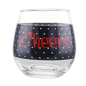 KOVOT Holiday"CHEERS" and"JOY" Stemless Wine Glass Set | 16 oz | Christmas Wine Glasses (2 Glasses)