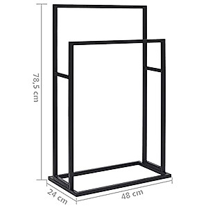 FAMIROSA Freestanding Towel Rack Black 18.9"x9.4"x30.9" Iron ( Weight: 4.59 lbs)