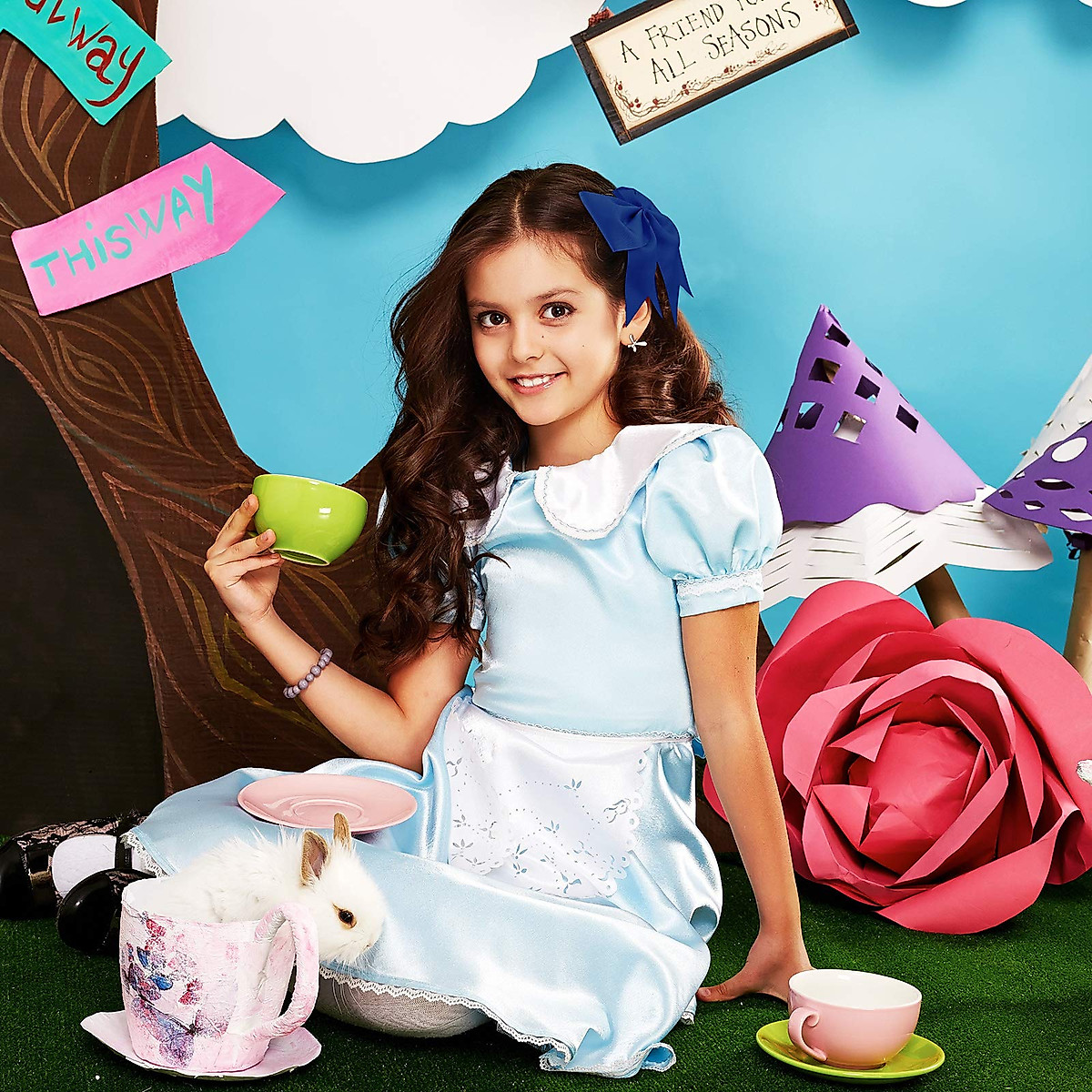 2 Packs Jumbo Cheerleading Bow 8 Inch Large Cheer Hair Bows with Ponytail Holder for Teen Girls Softball Outfit Uniform(Navy Blue)