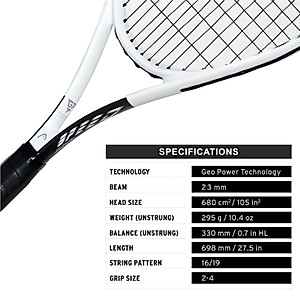 HEAD Geo Speed Tennis Racquet - Strung, 4.375