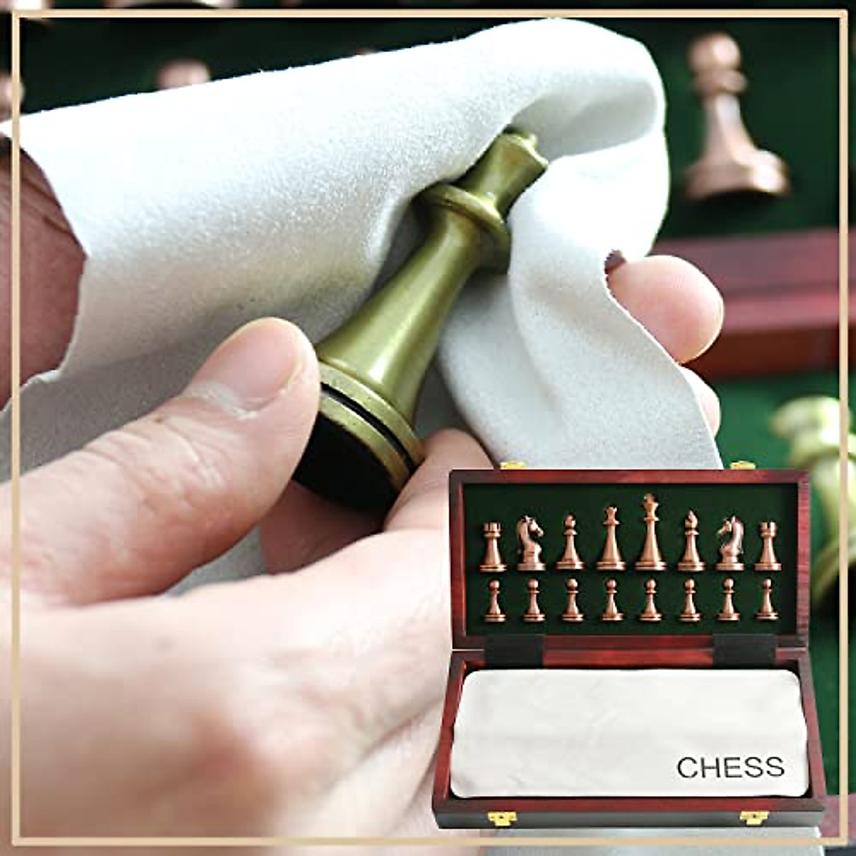Auroal Chess Set, Large Metal Deluxe Chess, Chess Set for Adults Unique, Folding Wooden Chess Board, Educational Toys for Kids and Adults