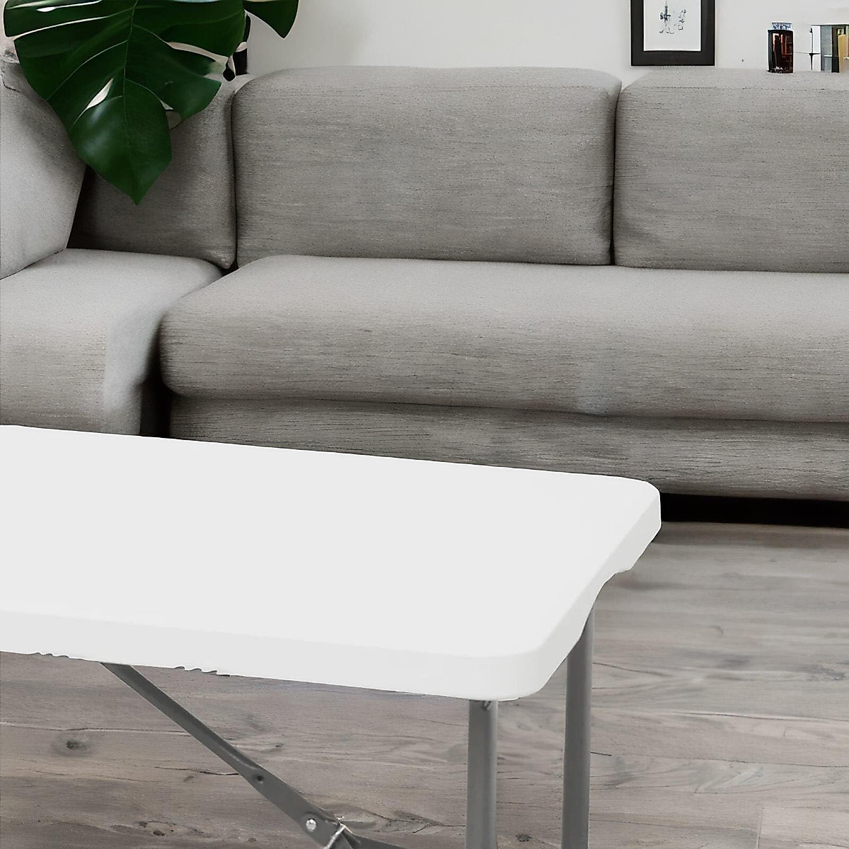 AJP Distributors 4 Foot Portable Plastic Folding Table 4FT 48" Half Foldable Heavy Duty Top w/Carry Handle - Indoor Outdoor Backyard Camping Picnic BBQ Party Wedding Dining Office Event Meeting White