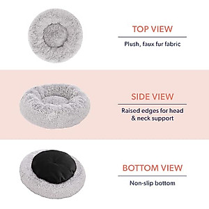 Active Pets Plush Calming Dog Bed, Donut Dog Bed for Small Dogs, Medium & Large, Anti Anxiety Dog Bed, Soft Fuzzy Calming Bed for Dogs & Cats, Comfy Cat Bed, Marshmallow Cuddler Nest Calming Pet Bed