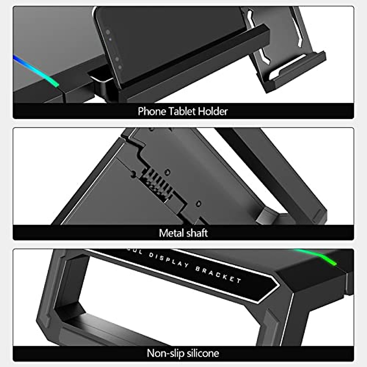 VASDEV Monitor Stand Riser for Desk, RGB Monitor Stand Riser, Computer RGB Monitor Stand Riser, RGB Gamin Computer Monitor Stand, RGB Gamin Computer Monitor Stand Riser with Drawer, Storage and Phone
