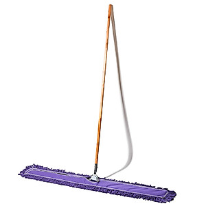 Tidy Tools 48 Inch Purple Dust Mop with Wood Handle and 48 Inch Purple Dust Mop Refill Bundle - 6 Mop Sets and 6 Refills