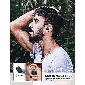 Bluedio Mini Wireless Earbuds in Ear Light-Weight Headsets Built-in Microphone Wireless Earbuds, T Elf 2 True Wireless Touch Earbuds in Ear Earphones with Charging Case for Cell Phone/Sports