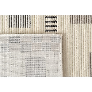 Revival Rugs Comb 8'x10’ Washable Area Rug for Living Room Bedroom - 100% Recycled Oeko-TEX Certified, Medium Pile, Beige, Cream, Gray