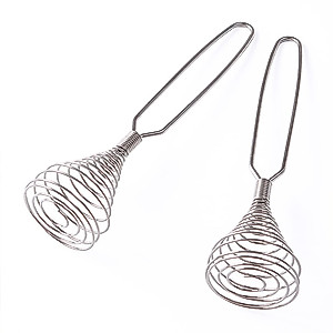 Coil Whisk Eggs, 8 Inch Egg Beater, Stainless Steel Wire Whisk, Egg Whisker with Rotating Spring, Flexible Egg Beater, Hand Eggbeater for Cooking Whipping Mixing Blender Kitchen Cream Egg