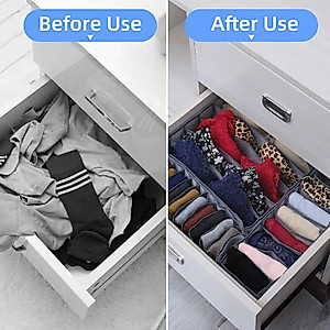 ULG 3 Pack Underwear Drawer Organizer Divider, Washable Dresser Drawer Organizer Foldable Oxford Fabric Closet Organizers and Storage Boxes for Underwear, Bras, Socks, Panties, Ties, Lingerie(GREY)