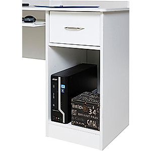 OneSpace Essential Computer Desk, Hutch with Pull-Out Keyboard, White