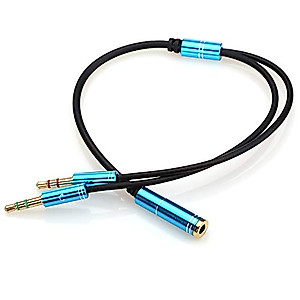 NANYI Headset Splitter Cable for PC 3.5mm Jack Headphones Adapter Convertors for PC 3.5mm Female with Headphone/Microphone Transform to 2 Dual 3.5mm Male for Computer Y Splitter Audio, (Bule)