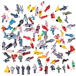 N/C 100 Pcs 1:100 HO Scale Models People Set, Hsxxf Tiny People Model People Hand Painted Figures DIY Resin Colorful Painted Mixed Seated Sitting Pose (1:100)