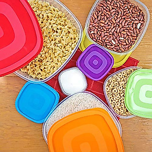 Rectangle Food Storage Containers, Set of 7 - Southern Homewares - Colorful Rectangle Holders w/Snap-On Lids