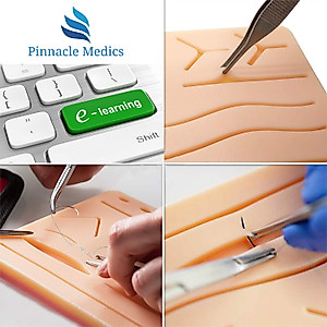 Suture Kit | Suture Practice Kit for Medical Students | Suture Pad and Tool Kit | 24 Mixed Sutures Thread with Needle | Medical, Nursing, and Vet Student Suture Training | Step by Step Video Tutorial