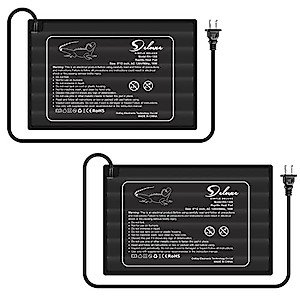 Simple Deluxe 2 Pack Reptile Heat Pad Under Tank Heater 8 X 12 Inch 16W Terrarium Warmer Heating Mat for Lizard/Spider/Frog/Turtle/Snake/Plant 30-40gal Tank, Black