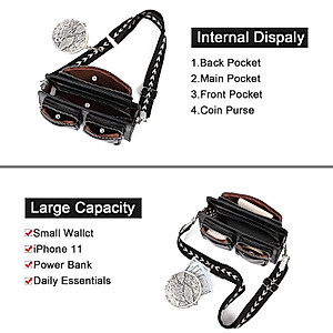 Small Crossbody Bag Leather Shoulder Bag for Women Stylish Designer Purses Retro Wallet Handbags with Coin Purse