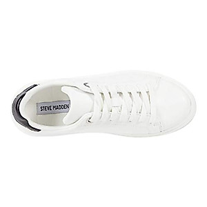 Steve Madden Women's Catcher Sneaker, White Black, 8.5