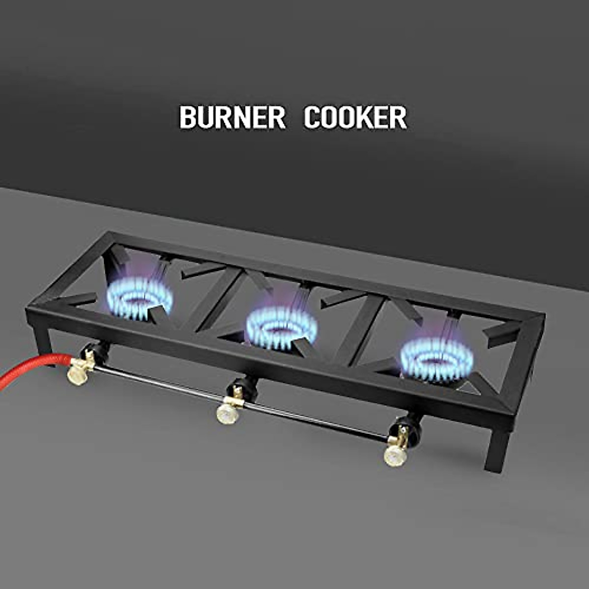 Outdoor Propane Gas Burner, 3 Burners Patio Yard Camping BBQ Cooking, Portable Heavy Duty Cast Iron Stove