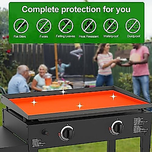 28 inch Griddle Cover, Griddle Mat for Blackstone Grill, 28" Silicone Protective Buddy Mat Cover, Heavy Duty Waterproof for Any Blackstone Griddle Outdoor Cooking & BBQ -Orange