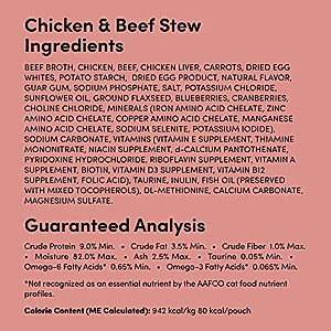 Amazon Brand - Kitzy Wet Cat Food, Variety Pack (Turkey & Vegetable/Chicken & Beef ) Stew Cuts in Gravy, Grain Free, 3 Oz Pouches (Pack of 24)