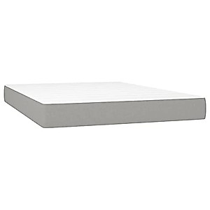 vidaXL Box Spring Bed with Mattress Home Bedroom Mattress Pad Double Bed Frame Base Foam Topper Furniture Light Gray 53.9"x74.8" Full Fabric