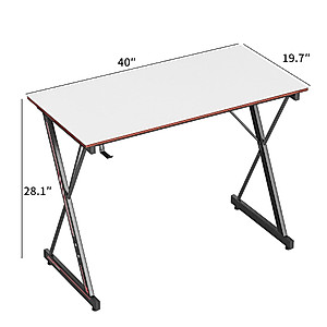 CubiCubi Gaming Desk 40 Inch PC Computer Desk, Home Office Desk Table Gamer Workstation, Simple Game Table, White