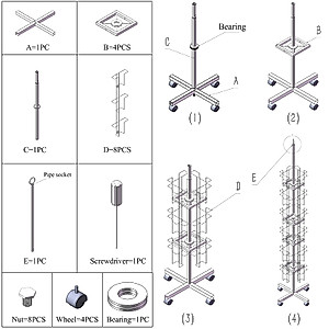 GlikCeil 2 Pcs Rotating Greeting Card Rack 24 Pocket 6 Tier Metal Greeting Card Display Rack Fit 5" x 7" Cards Stand Spinning Postcard Greeting Card Holder for Grocery Retail Thrift Convenience Store