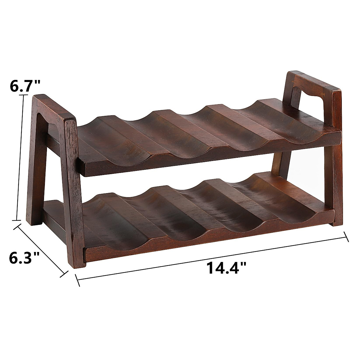 Peohud Acacia Wood Countertop Wine Rack, 8 Bottles Wooden Wine Holder Stand, 2 Tier Free Standing Wine Storage Display Shelf for Home Kitchen Bar Table Top Cabinet Pantry Wine Cellar Basement