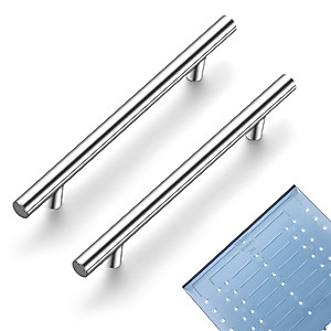Ravinte 10 Pack | 7.38'' Cabinet Pulls Brushed Nickel Stainless Steel Kitchen Drawer Pulls Cabinet Handles 7-3/8”Length, 5” Hole Center with Mounting Template