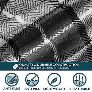PAVILIA Deluxe Fleece Blanket with Sleeves for Women Men Adult, Wearable Blanket Warm Cozy, Super Soft Sleeved Throw with Arms Pocket, Gift for Women Mom Wife (Plaid Charcoal)