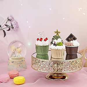 TRSPCWR Cake Stand, Gold Mirror Round Dessert Stand, 10inch Wedding Dessert Display Cake Stands, Metal Cake Plate Decor for Wedding Birthday Party