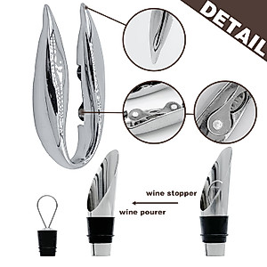 OBALY Wing Corkscrew， Wine Bottle Opener Set of 3 Pieces, Equipped with Bronze Multi-Functional Bottle Opener, Wine Stopper and a Foil Cutter