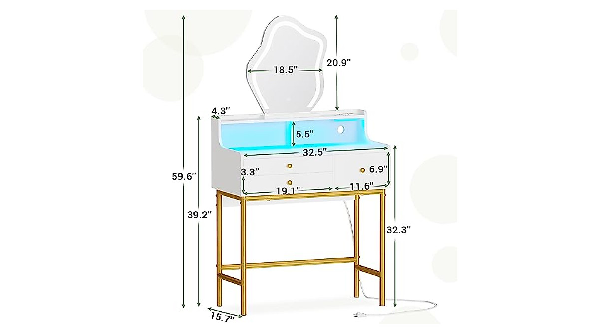 VIAGDO Makeup Vanity with Lights - Modern White Makeup Desk with Touch ...