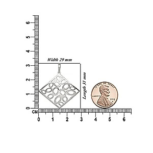Auriga Fine Jewelry 925 Sterling Silver Polished Square with Circles Pendant (L- 31 mm, W- 29 mm) Gift for Women