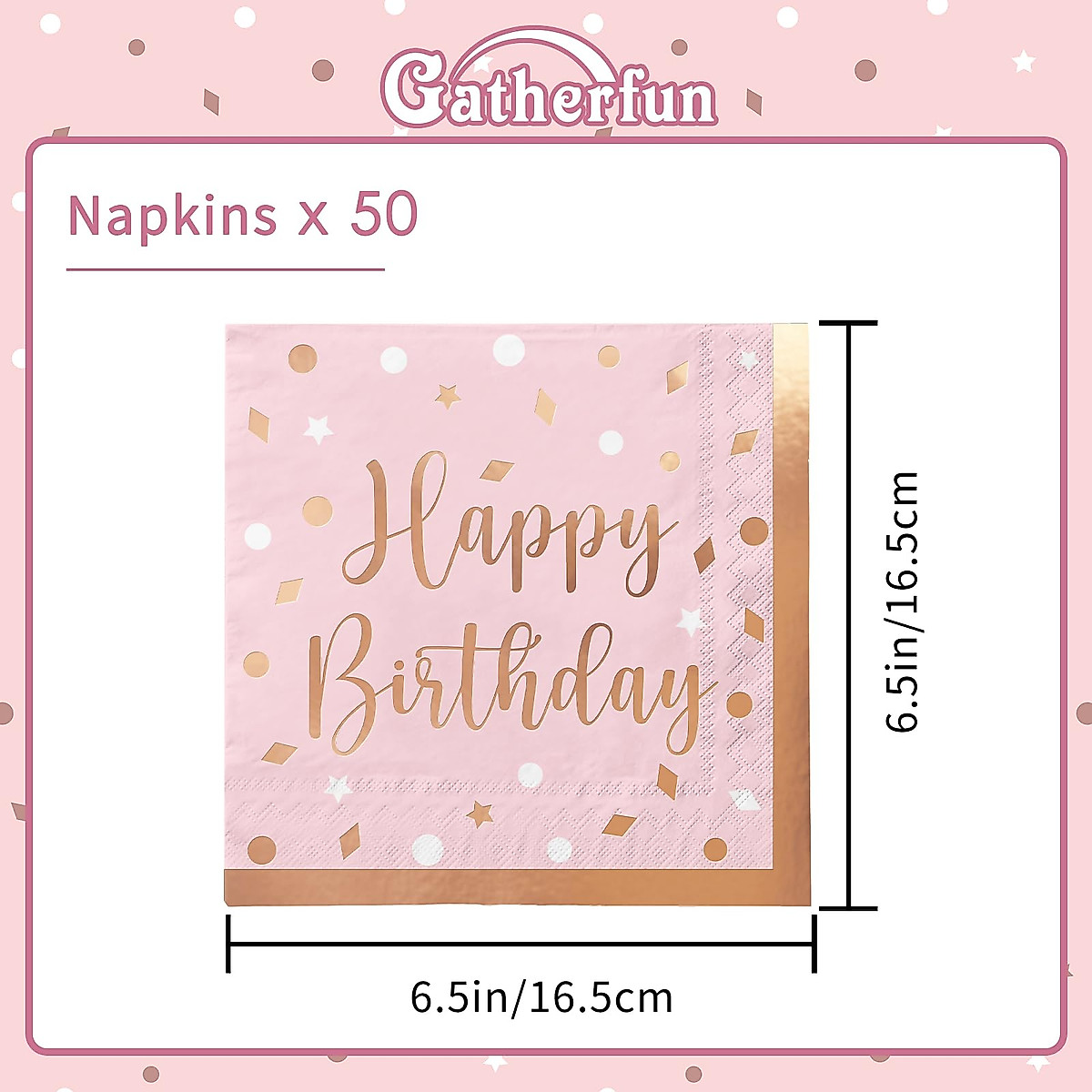 Rose Gold and Pink Party Supplies Disposable Napkins Rose Golden Dot Confetti Paper Napkins for Graduation Wedding Anniversary Cocktail Birthday Party Decorations 3-Ply 50 Pack