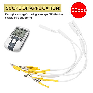 Electrode Cable, 20pcs / Bag Clip Electrode Wires Cable for Massage Machine Yellow