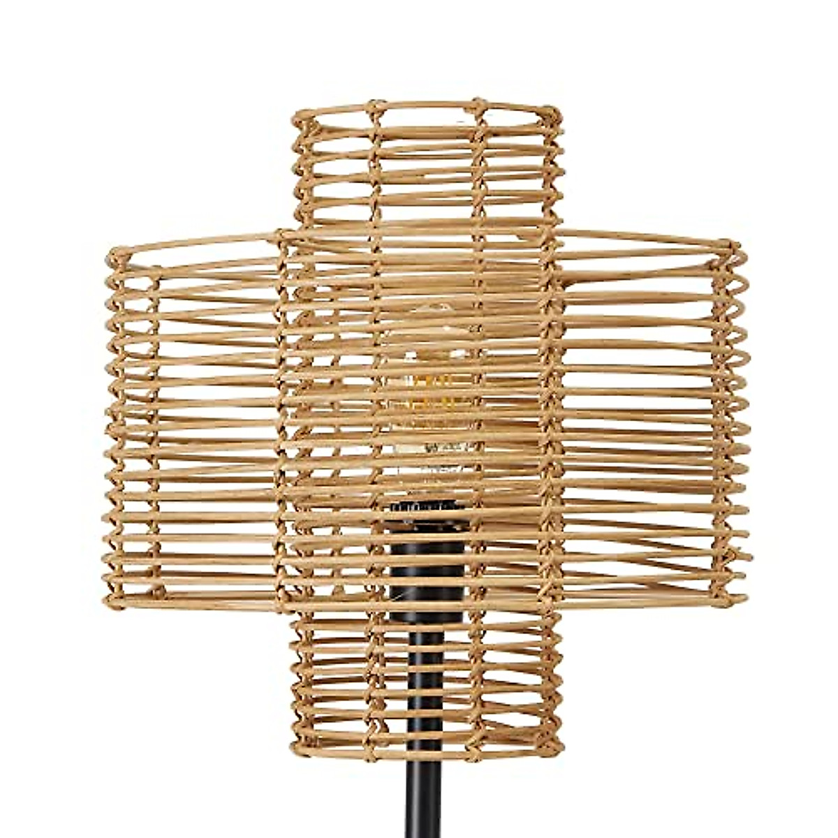 Silverwood Cyndi Rattan Floor Lamp, Black 15" L x 15" W x 64" H in