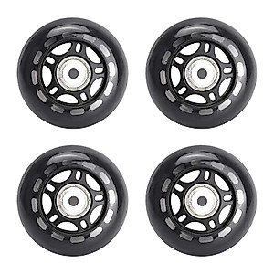 TOBWOLF 8 Pack 70mm 82A Indoor Inline Skate Replacement Wheels, Indoor Skating Wheels with ABEC-7 Bearings, Luggage Wheels, Training Wheels for Scooter - Black