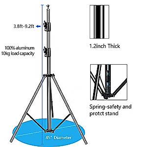 SLOW DOLPHIN Photo Video Studio 10ft (W) x 9.2ft (H) Heavy Duty Adjustable Photography Backdrop Stand Background Support System Kit with Carry Bag