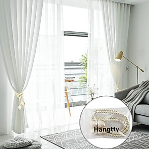 Hangtty 4 Pack Curtain Tiebacks Elegant Decorative Curtain Tie Backs Rope Curtain Holders for Drapes Window Treatment Holdbacks for Drapes or Curtains, Beige