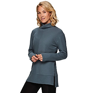 RBX Active Women's Quilted Lightweight Cowl Neck Tunic Pullover Sweatshirt F19 Green XXL