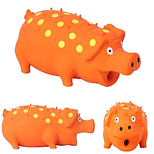 POPLAY Squeaky Latex Grunting Pig Dog Toys, Blue Pig Dog Toy Anxiety Relief for Dog Puppy Chew Toys, Rubber Squeeze Gift for Dogs