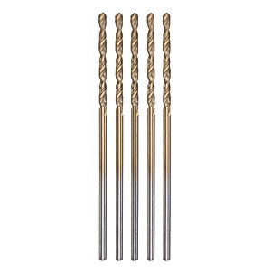 HARFINGTON 5pcs Twist Drill Bits 1.1mm Titanium Coated (HSS-E) M42 High Speed Steel 8% Cobalt Straight Shank for Stainless Steel Aluminum Alloy Metal