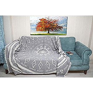 Bersuse 100% Cotton Kona XL Throw Blanket Turkish Towel - 75x90 Inches, Anthracite