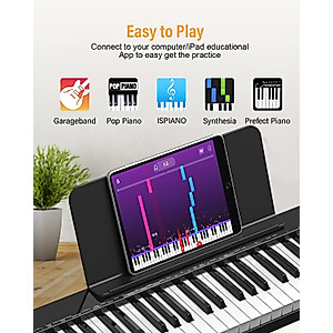 KONIX Keyboard Piano 88 Key, Beginner Semi Weighted Keyboard Piano with Full Size Key, Portable Electric Piano Keyboard Include Sustain Pedal, Power Supply and Piano Bag