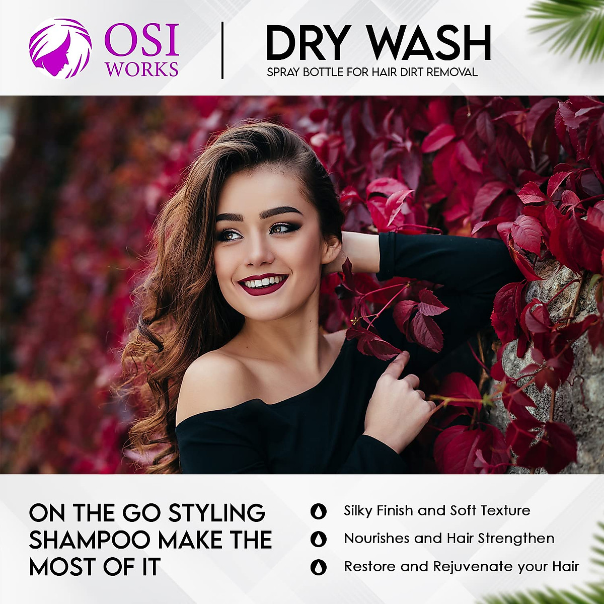 Her Imports OSI Works Dry Wash Shampoo – Water-free Dry Shampoo - Spray Bottle For Hair Dirt Removal - Travel Size Dry Shampoo - Waterless Shampoo Spray